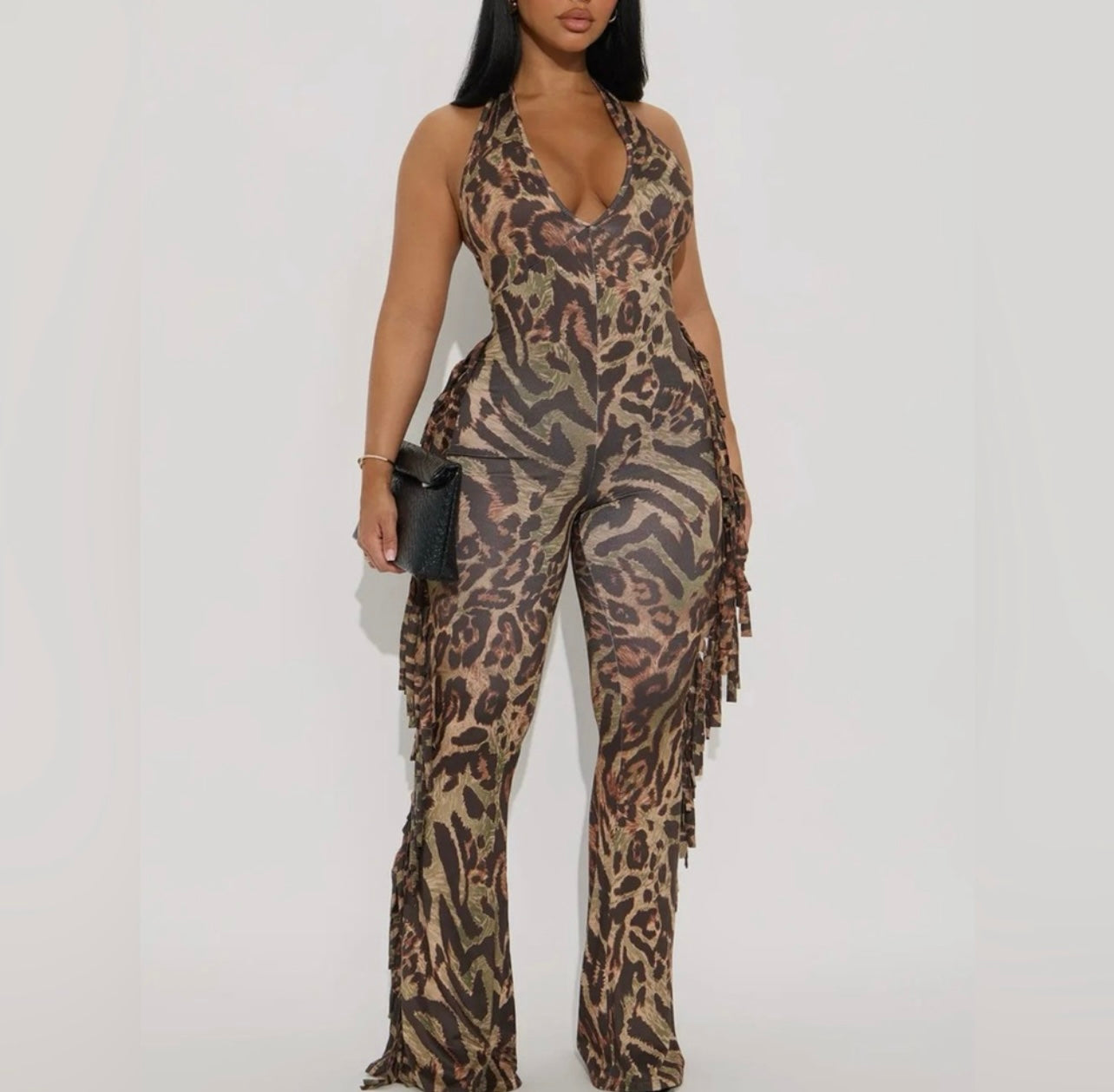 Jolie Leopard Halter Baddie Jumpsuit | Baddie Kouture Boutique